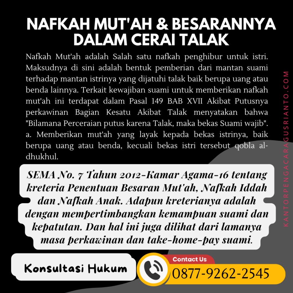 NAFKAH MUT'AH DAN BESARANNYA DALAM CERAI TALAK