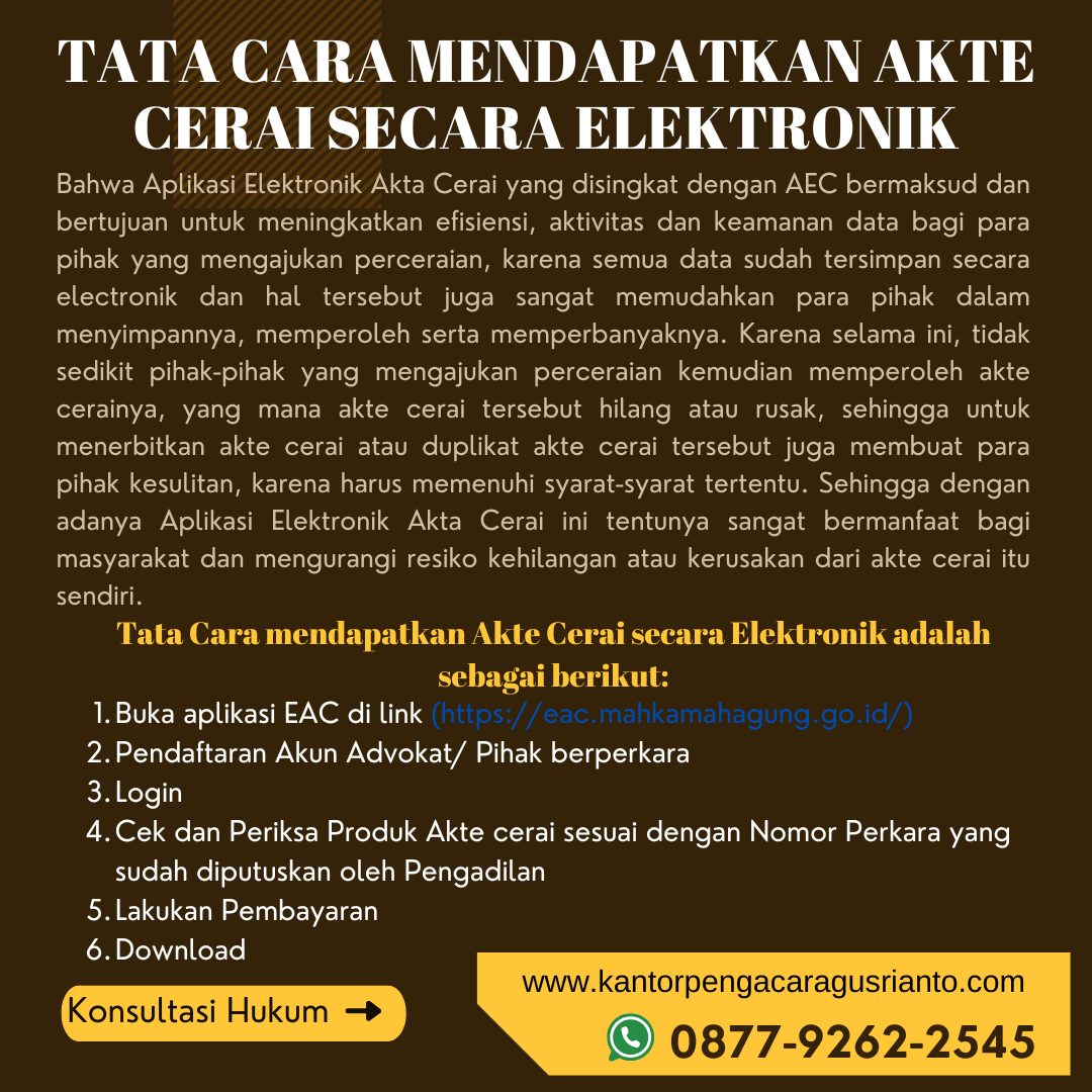 TATA CARA MENDAPATKAN AKTE CERAI SECARA ELEKTRONIK