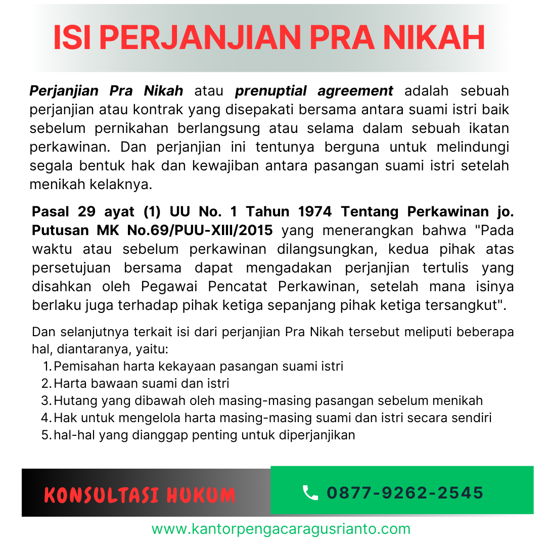 ISI PERJANJIAN PRA NIKAH