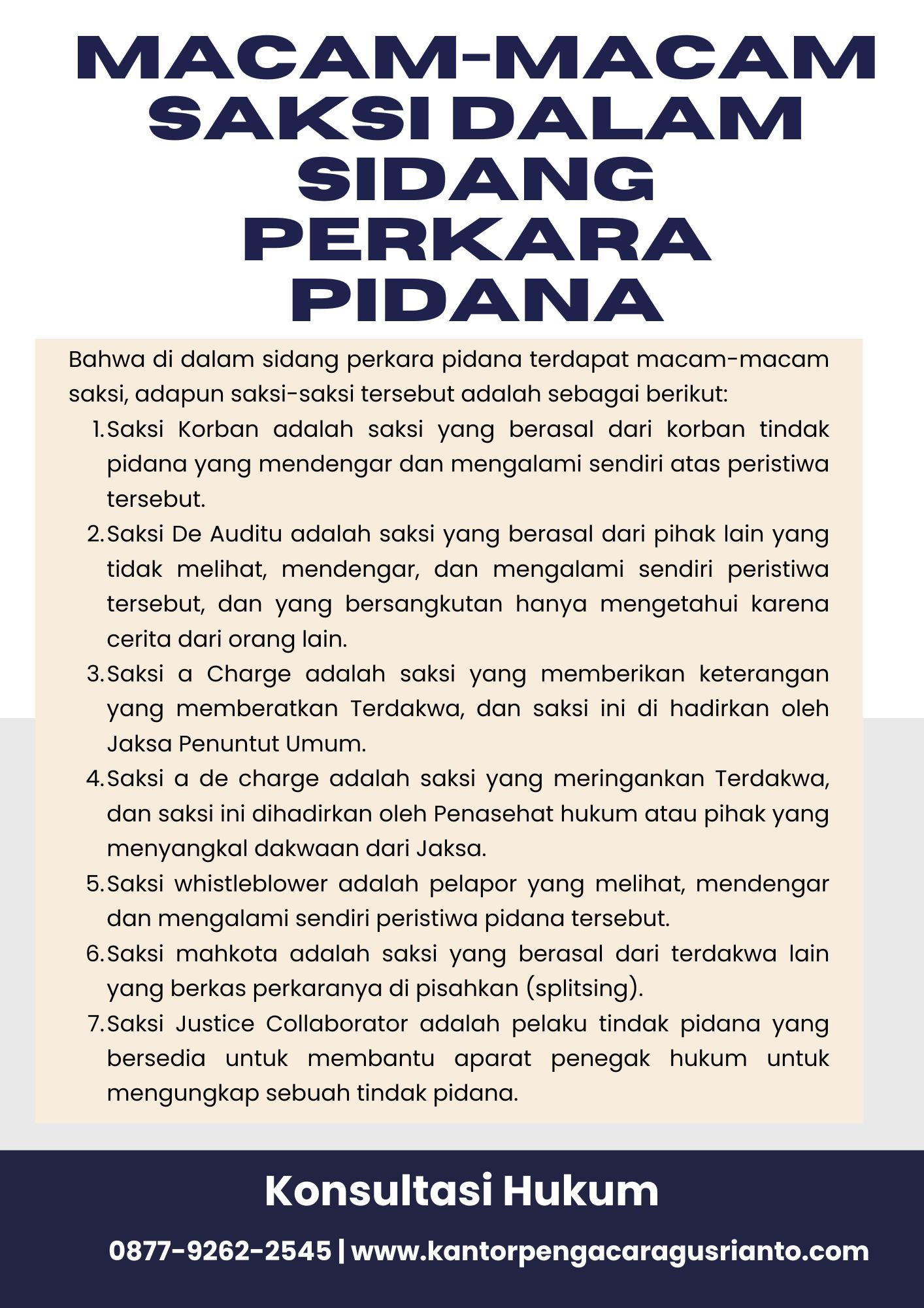 MACAM-MACAM SAKSI DALAM SIDANG PERKARA PIDANA